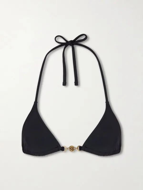 Versace Logo-embellished Bikini Top - Black
