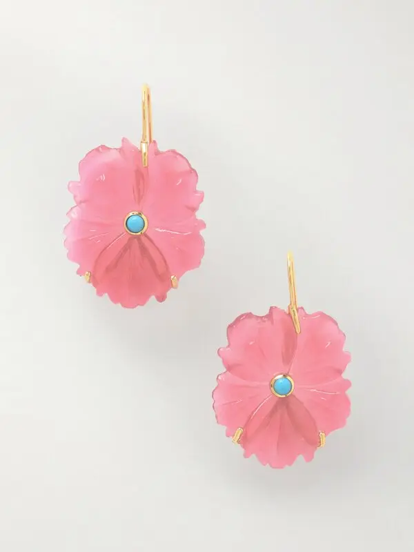 LIZZIE FORTUNATO Gold-plated Glass And Turquoise Earrings - Pink