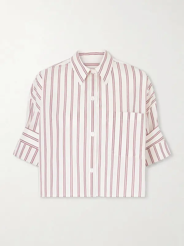 TWP Cropped Striped Cotton And Silk-blend Shirt - Multi