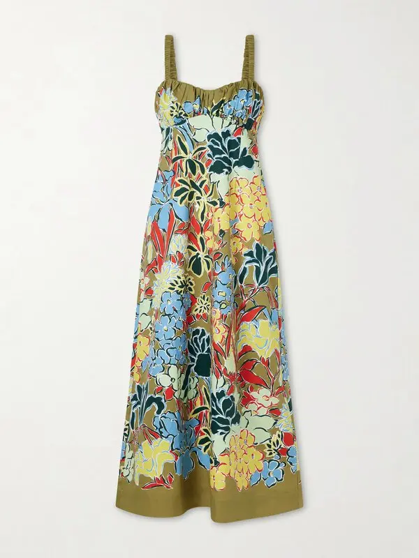 ALEMAIS Solstice Floral-print Organic Cotton-poplin Midi Dress - Multi