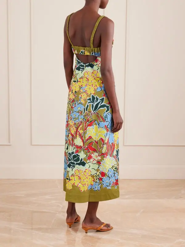 ALEMAIS Solstice Floral-print Organic Cotton-poplin Midi Dress