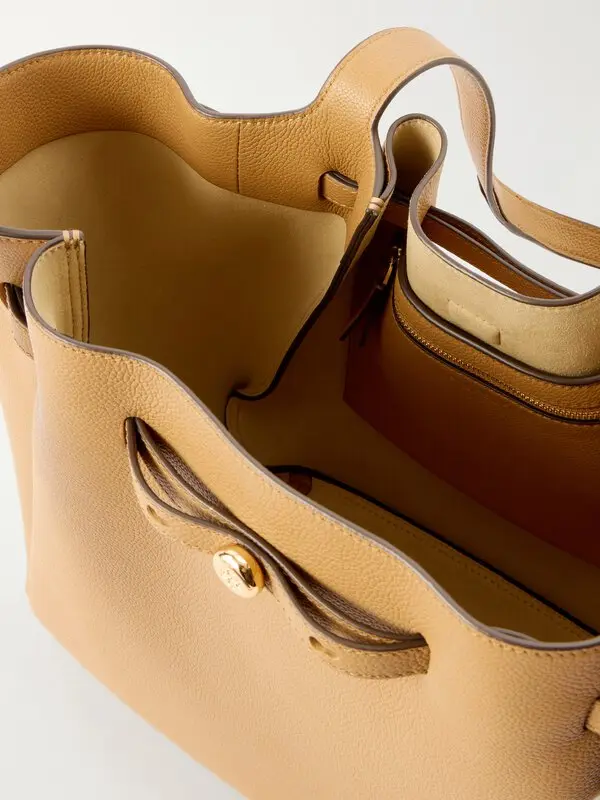 Tory Burch Romy Textured-leather Tote - Brown