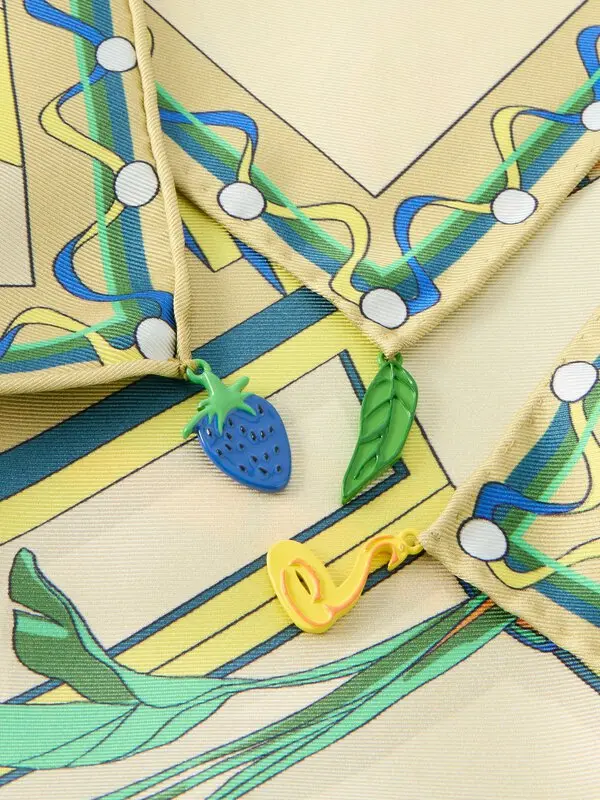 Tory Burch The Pool Embellished Printed Silk-twill Scarf - Blue