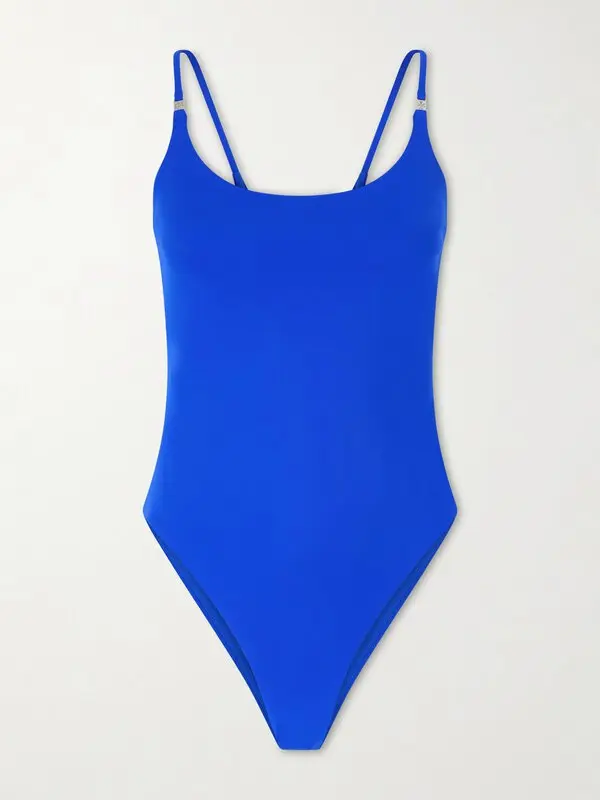 Tory Burch Logo-embellished One-piece Swimsuit - Blue
