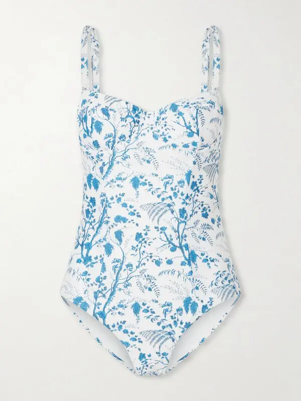 Erdem Floral-print Swimsuit - Blue