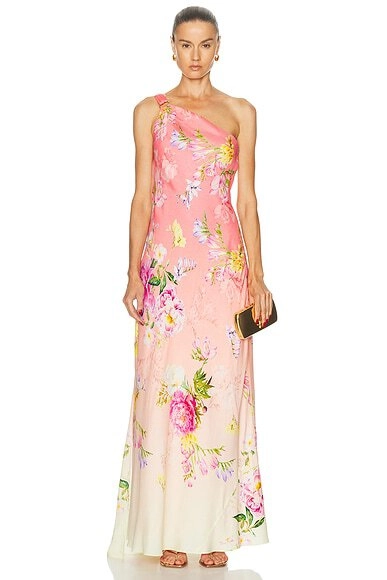 Hemant & Nandita One Shoulder Floral Print Maxi Dress - Multi