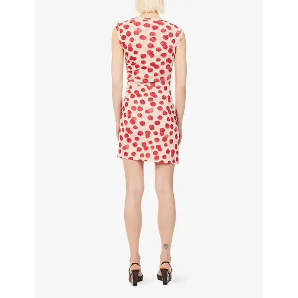 Stella McCartney Mesh Midi Dress With Print - Raspberry