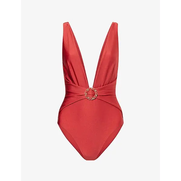 Zimmermann Roselight Plunge Chain Swimsuit - Raspberry