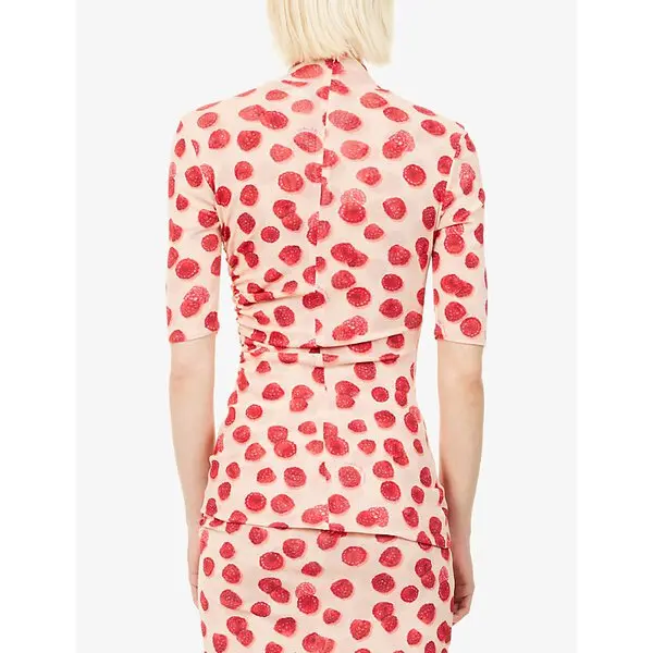 Stella McCartney Printed High-neck Mesh Top - Raspberry