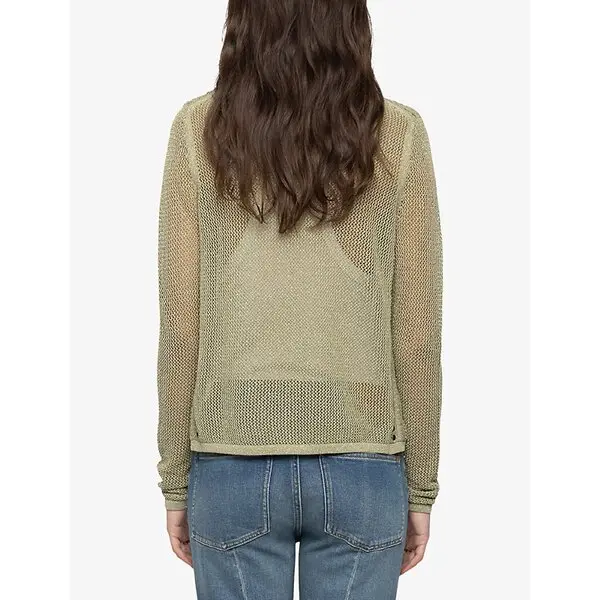 Zadig&Voltaire Saya Open-knit Cotton Cardigan - Tea