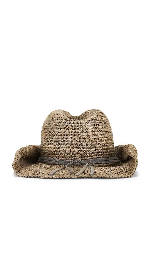FLORABELLA Zahara Crochet Raffia Cowboy Hat - Brown