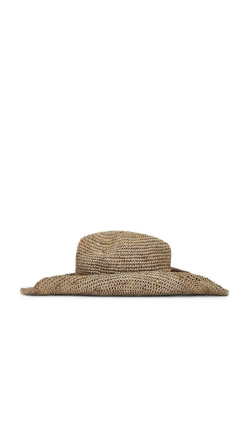 FLORABELLA Zahara Crochet Raffia Cowboy Hat - Brown