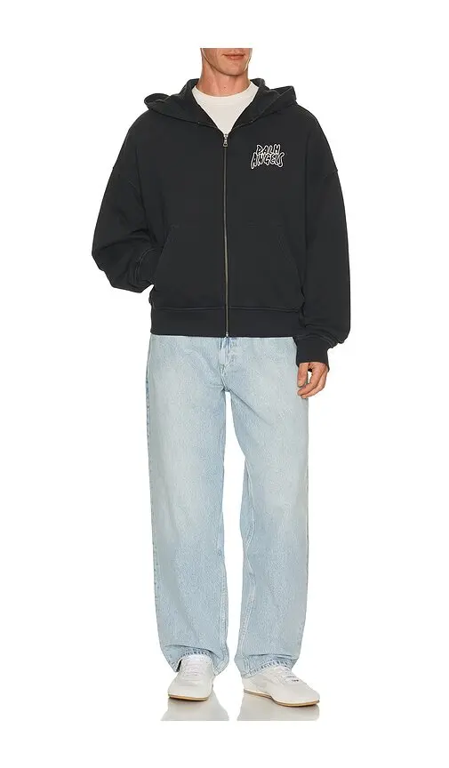Palm Angels Palm Leaf Zipped Hoodie - Black