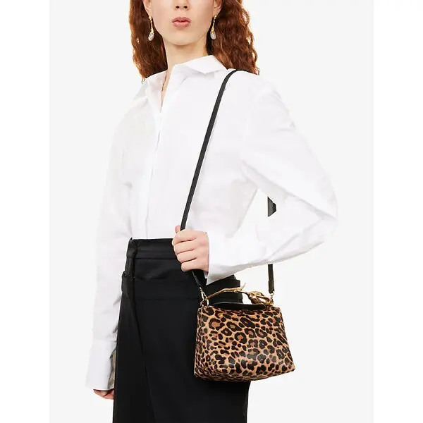 Erdem Mini Bloom -print Pony Hair-leather Top-handle Bag - Leopard
