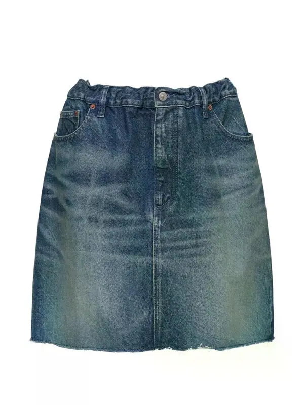 MAISON MARGIELA Frayed Hem Denim Mini Skirt - Blue