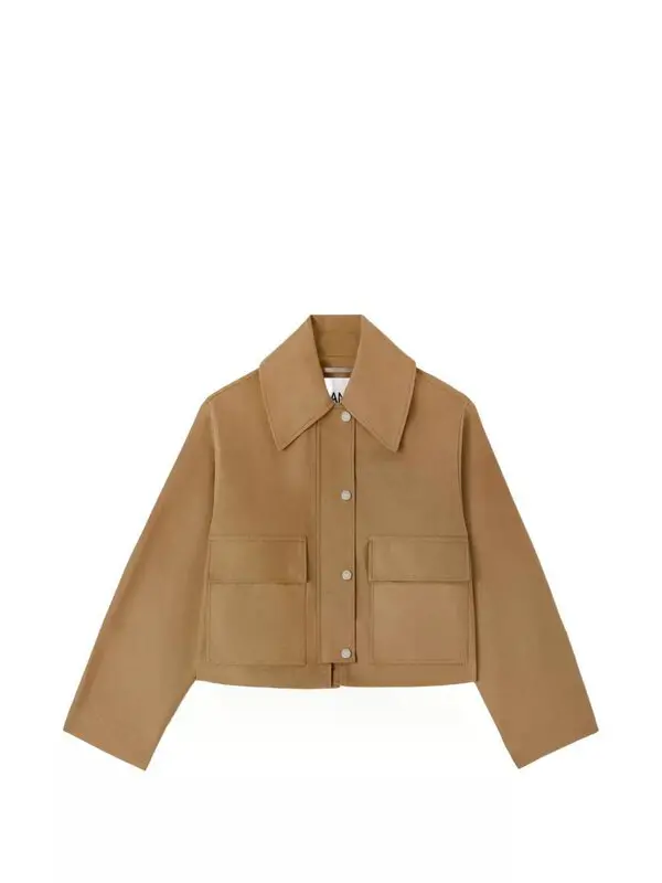 GANNI Collared Front Press-stud Fastening Long Sleeve Jacket With Elbow Patches And Flap Pockets