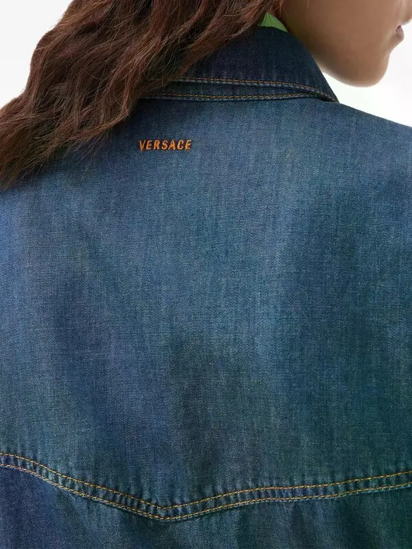 Versace Long Sleeve Denim Mini Dress - Blue