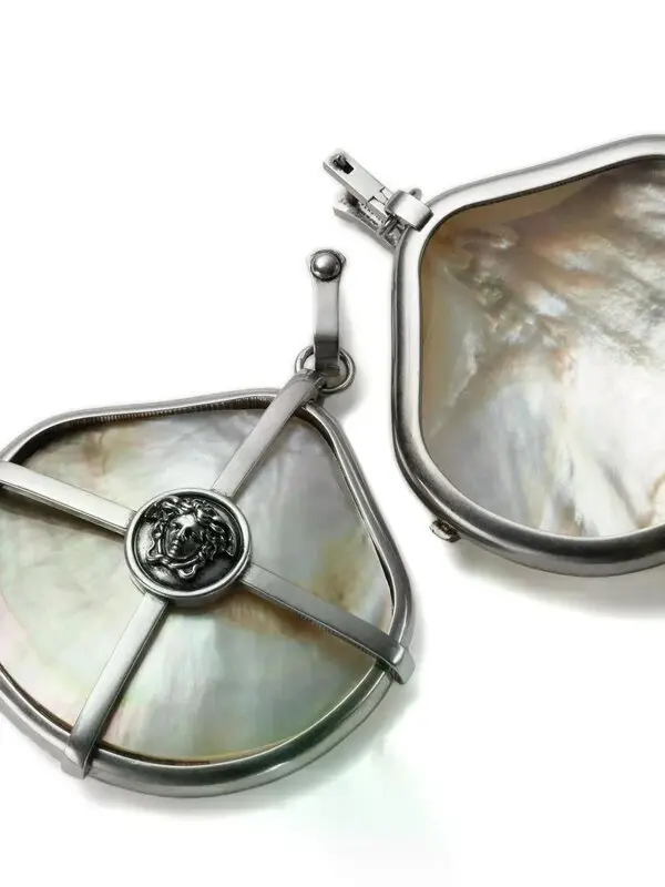 Versace Mother-of-pearl Shell Medusa Earrings - Silver