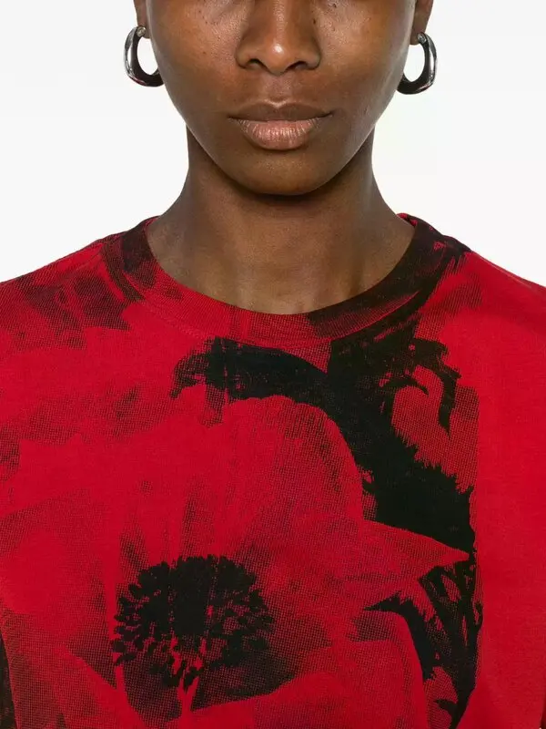Alexander McQueen Crew Neck T-shirt With Floral Print