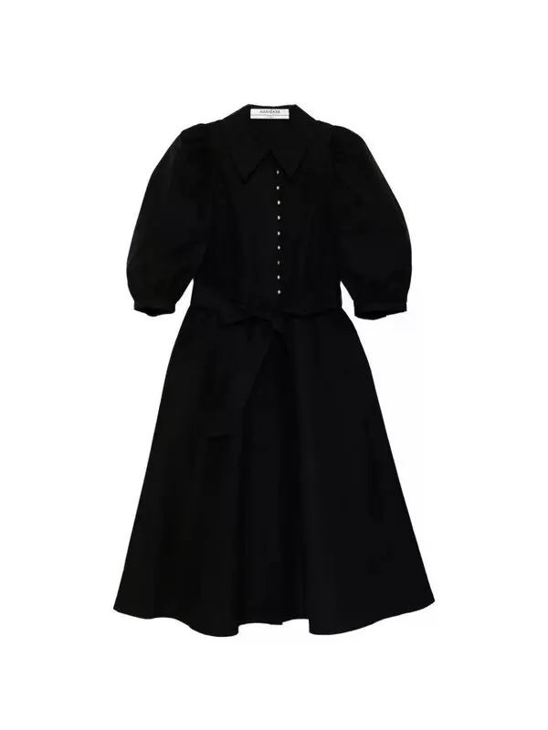 KIMHEKIM Belted Midi Dress With Spread Collar And Half-length Sleeves