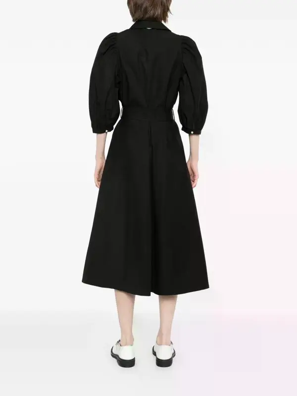 KIMHEKIM Belted Midi Dress With Spread Collar And Half-length Sleeves