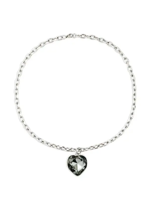POISONED HEARTS Crystal Heart Pendant Necklace - Silver