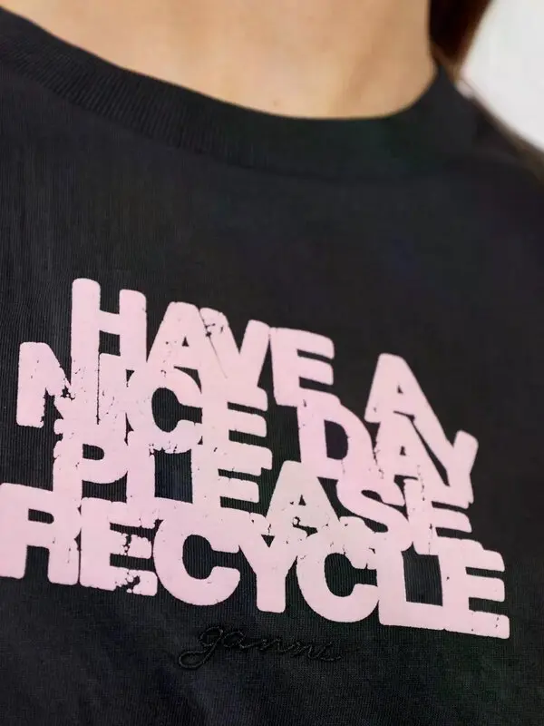 GANNI Slogan Print T-shirt