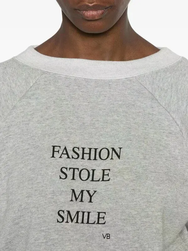 Victoria Beckham Slogan Print Raglan Sleeve Sweatshirt - Black