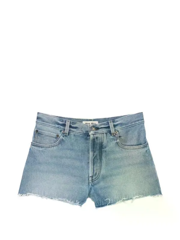 Miu Miu Raw Hem Denim Shorts - Blue