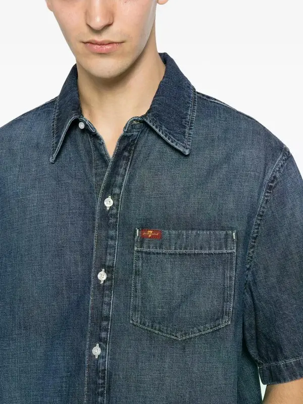7 For All Mankind Short-sleeve Chest-pocket Shirt