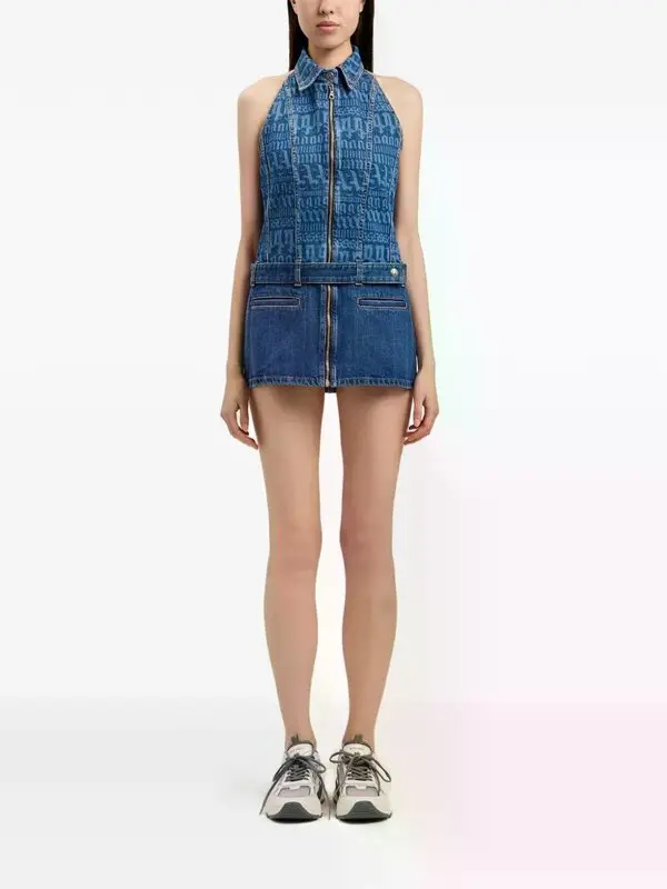 Palm Angels Logo Denim Halterneck Dress