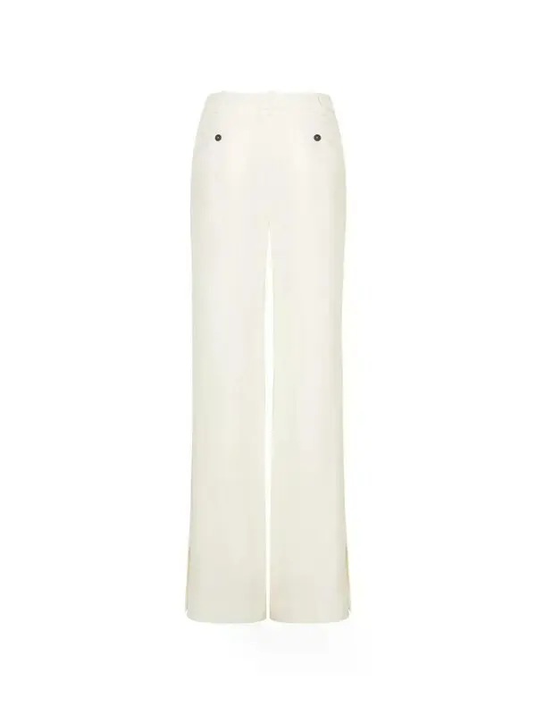 Adam Lippes Ivory Side-slit Trousers