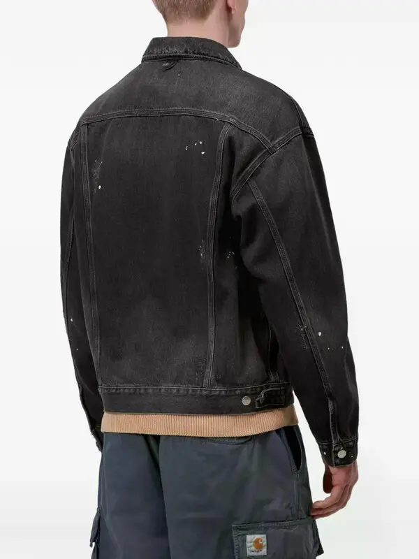 Carhartt Work In Progress Helston Denim Jacket With Splatter Treatment - Black