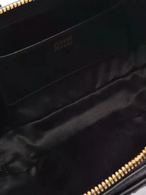 Miu Miu Matelassé Leather Handbag With Gold-tone Logo - Black
