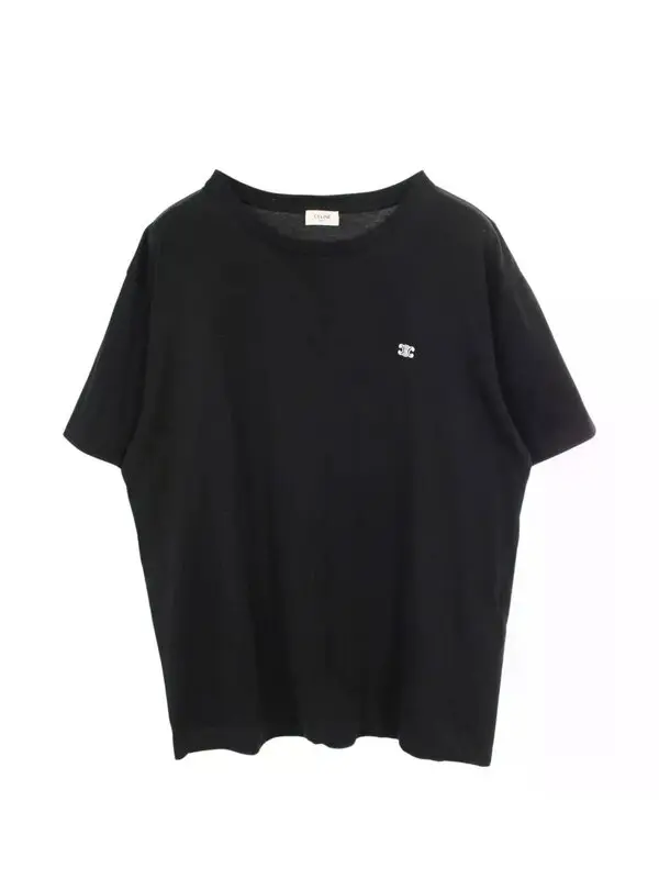 Celine Cotton T-shirt With Triomphe Detail - Black