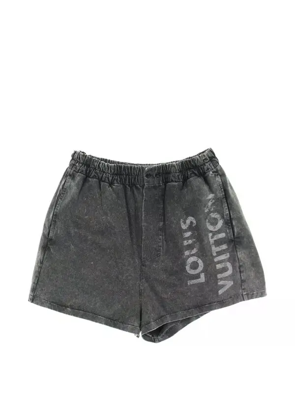 LOUIS VUITTON Logo Print Acid Wash Shorts