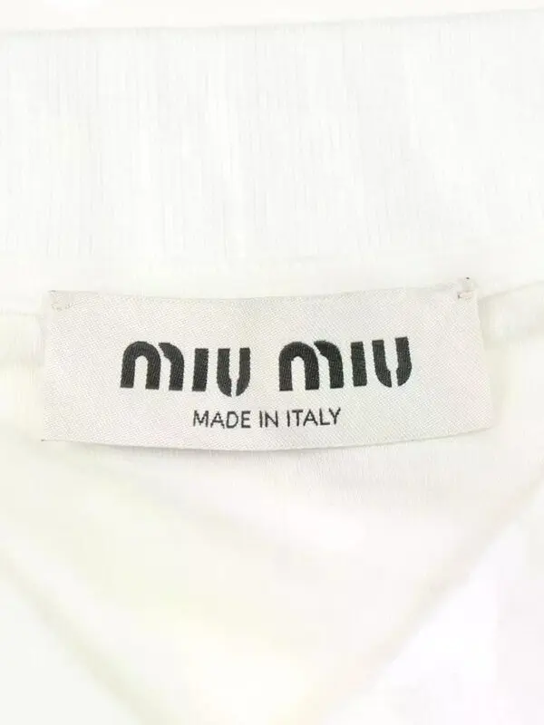 Miu Miu Long-sleeve Polo Shirt With Chest Logo Patch - White