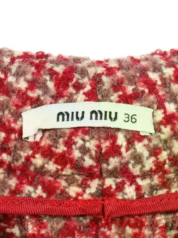 Miu Miu 2010s Tweed Houndstooth Button-fly Shorts