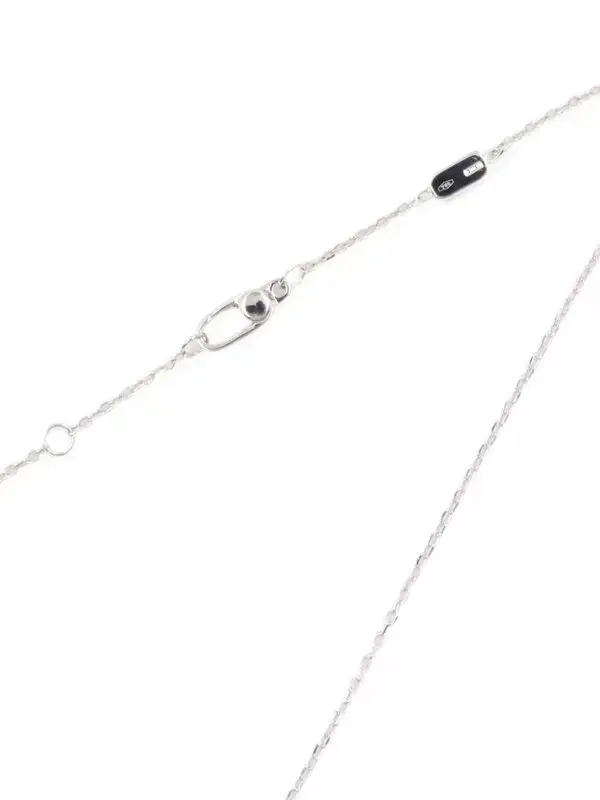 Gucci 18k White Gold Gg Engraved Pendant Necklace