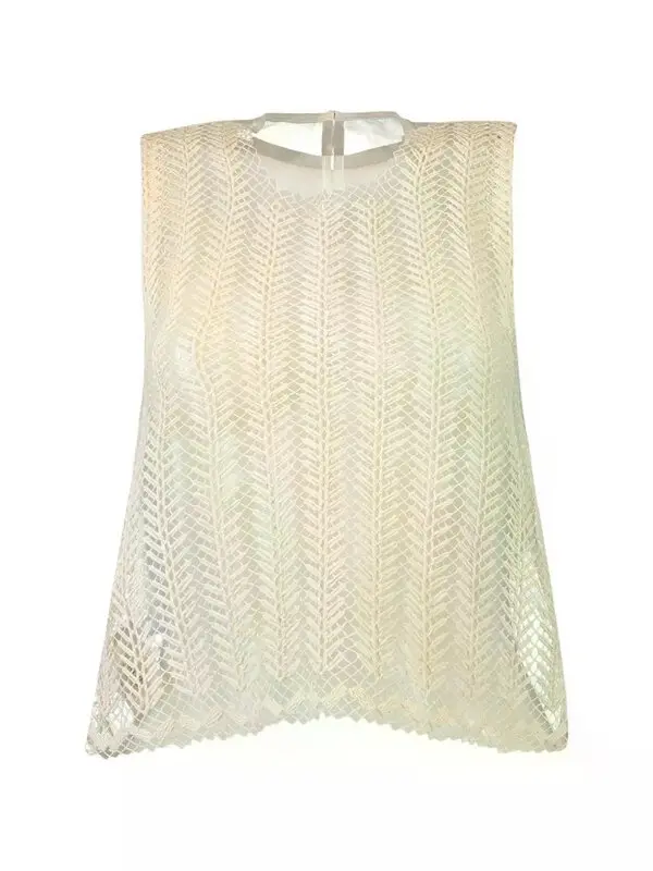 CURATORIA Crochet-knit Round Neck Sleeveless Top - Neutrals