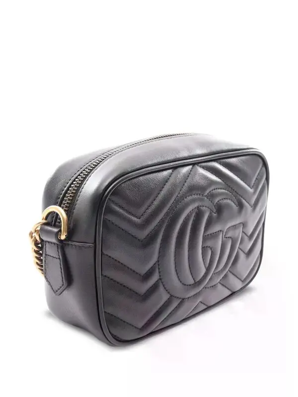 Gucci Leather Chevron Quilted Shoulder Bag With Gold-tone Logo Plaque
