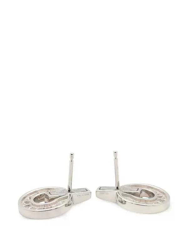 BVLGARI 18k White Gold Diamond Open-work Earrings - Silver