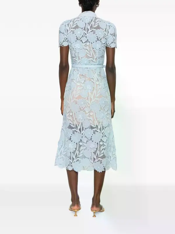 SELF-PORTRAIT Belted Floral-lace Midi Dress