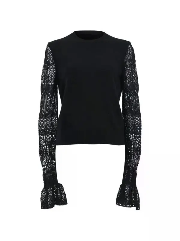Alexander McQueen Lace Trimmed Sweater - Black