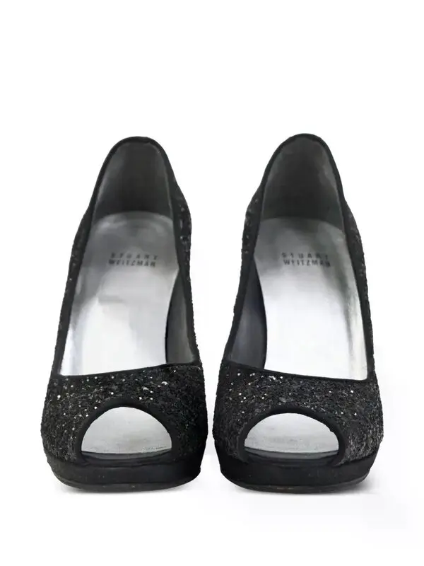 STUART WEITZMAN Glitter Peep-toe Stiletto Pumps
