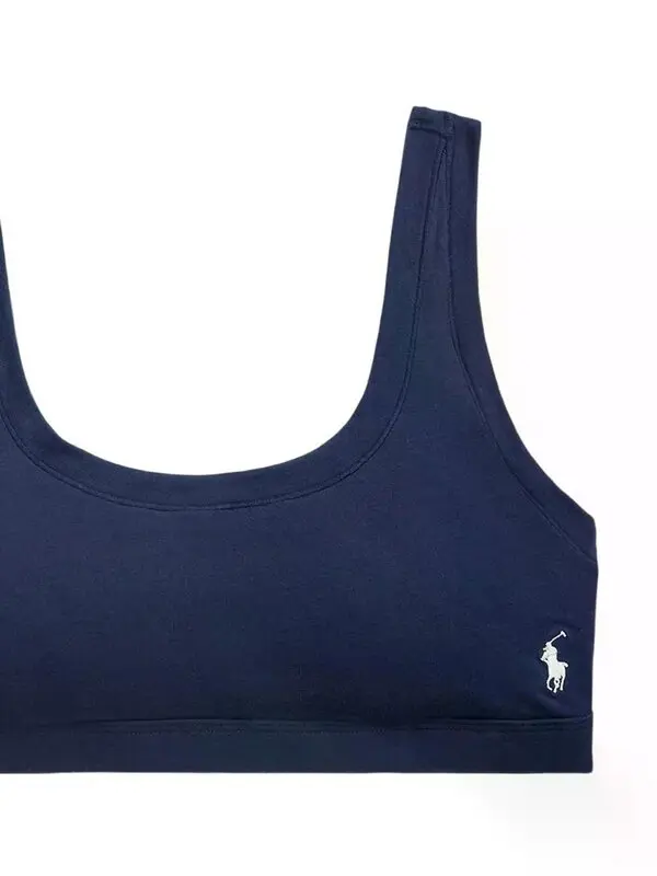 Polo Ralph Lauren Logo-embroidered Scoop-neck Bra - Blue
