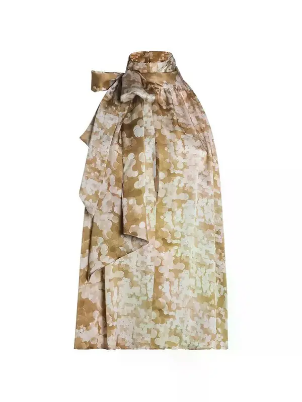 COLLINI MILANO Meg Halterneck Blouse With Pussy-bow Collar - Brown