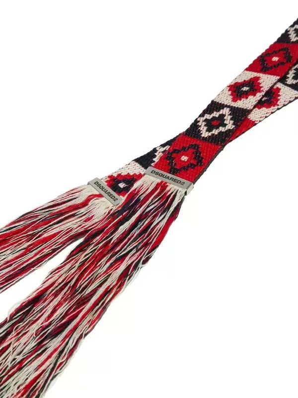 Dsquared2 Geometric Patterned Belt With Fringe - Red