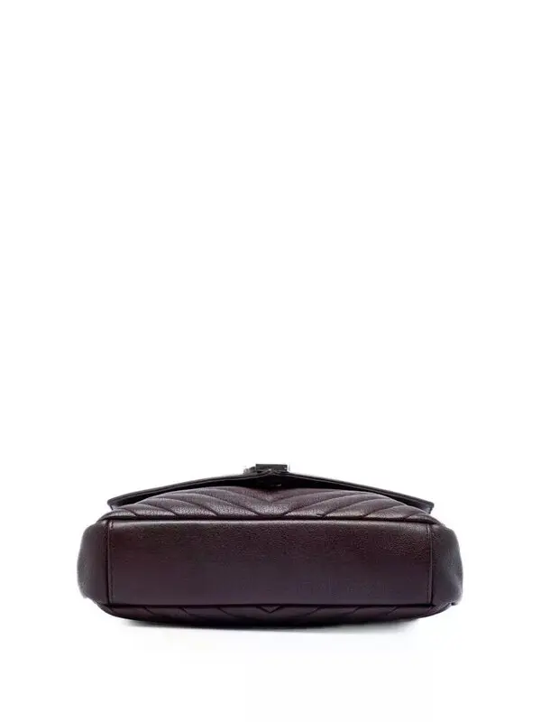 Saint Laurent Medium Chevron Sheepskin Monogram College Satchel - Red