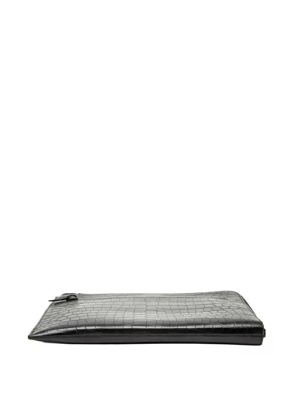 Saint Laurent Croc Embossed Leather Clutch Bag